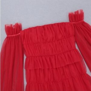 Dresses | Sexy Solid Red Tiered Ruffles Dress | Poshmark